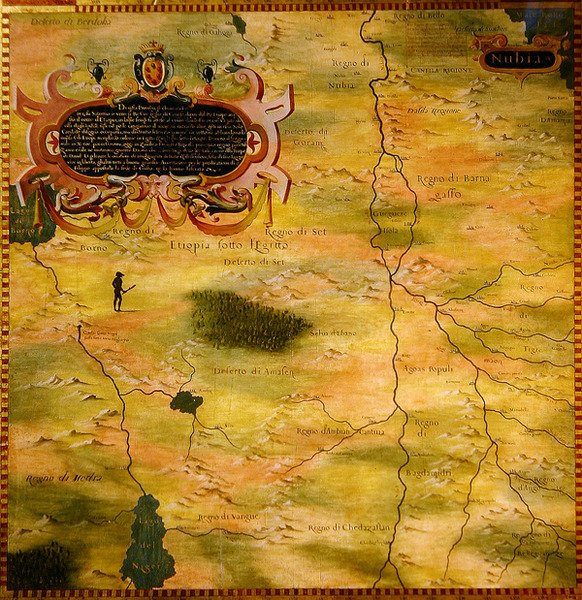 Nubia'nın güneyindeki Nil Bölgesi Haritası